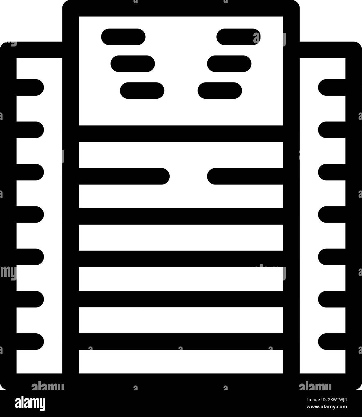 Simple vector icon depicting a modern building facade featuring ...