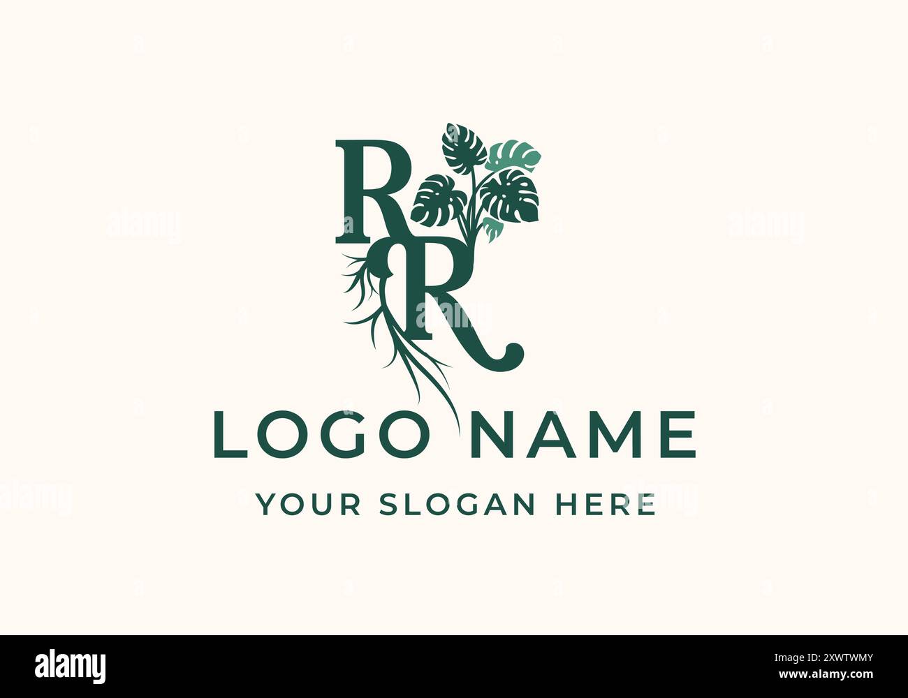 Minimalist monstera logo hi-res stock photography and images - Alamy