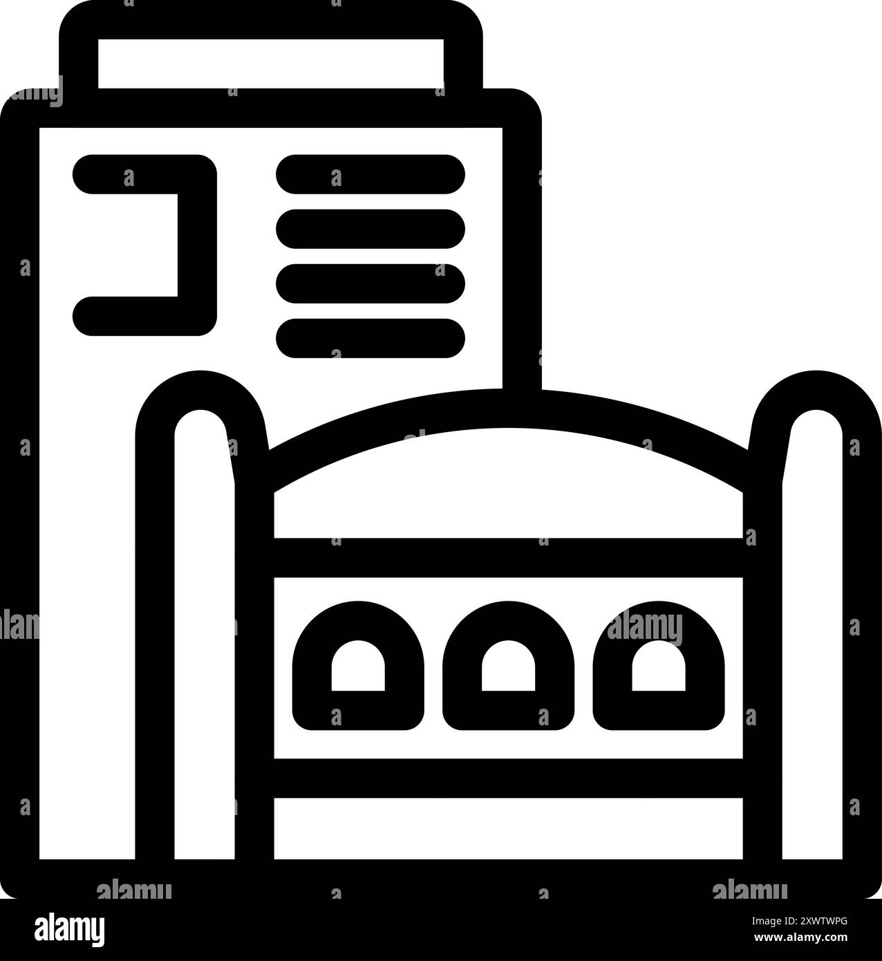 Simple icon representing a modern building, with a round roof and ...