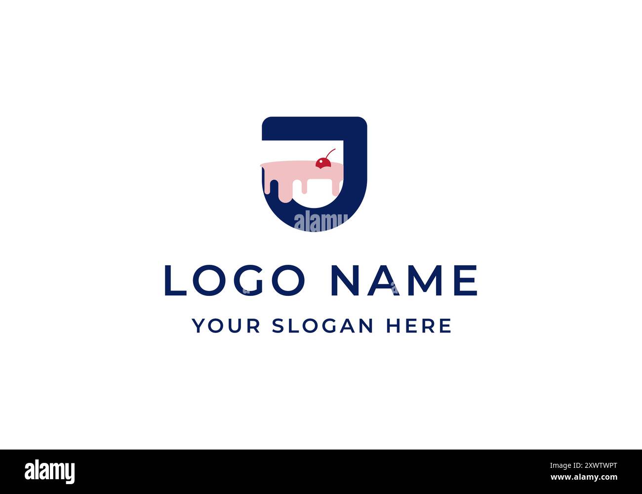 logo letter J and cake with cherry on top. Logo bakery and food ...