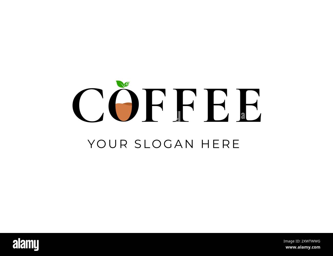 logo coffee, letter O with coffee and tea leaf. Logo coffe and tea ...