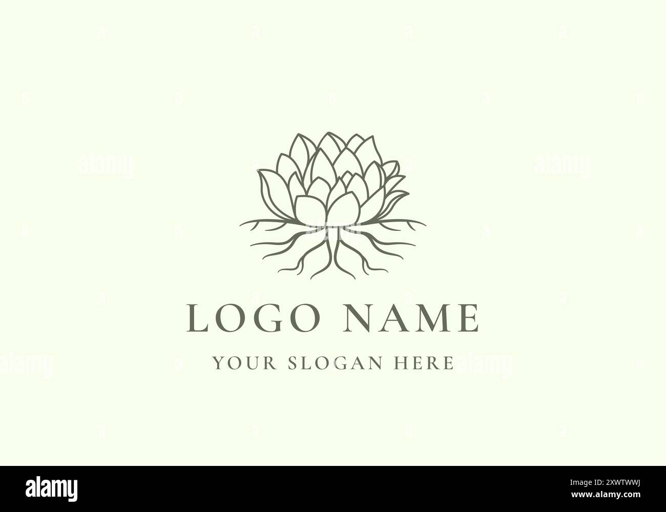 logo lotus with roots, logo line, floral, botanical. Editbale file ...
