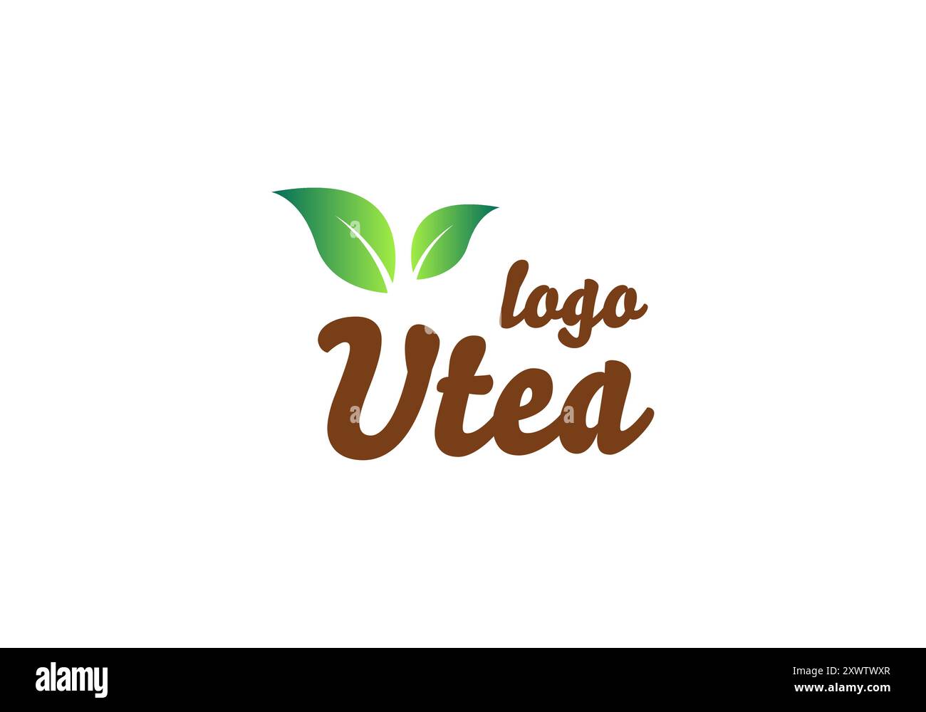 logo letter U and tea with tea leaves. Food and drink, beverage logo ...