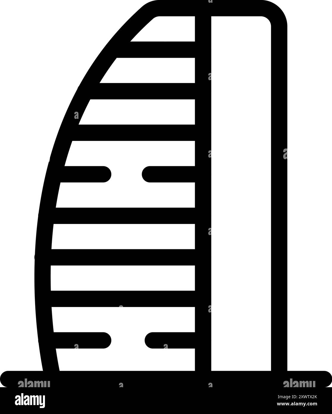 Simple outline style icon representing the burj al arab, a luxury hotel located in dubai Stock ...