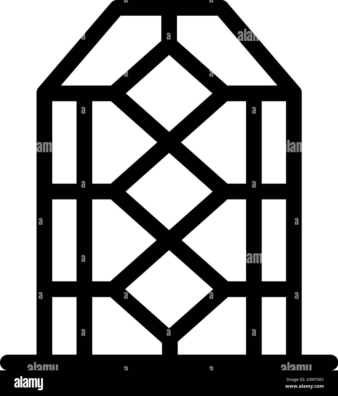 Simple black and white vector icon of a gate with an intricate pattern ...