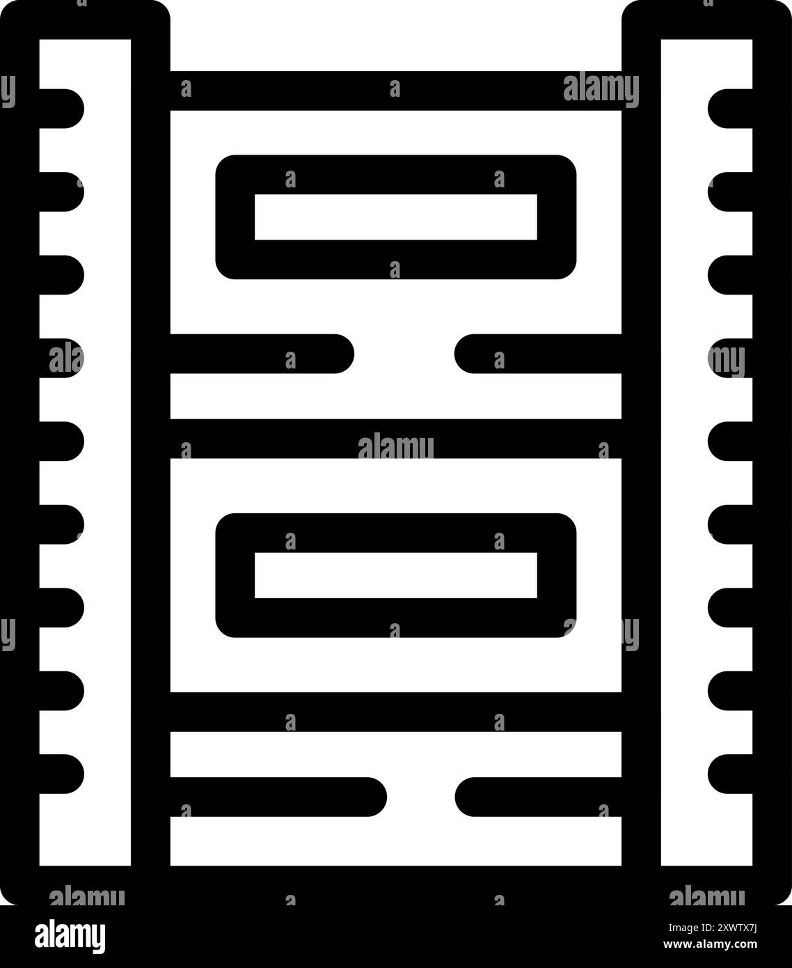 Simple icon of a server rack being measured with a measuring tape Stock ...