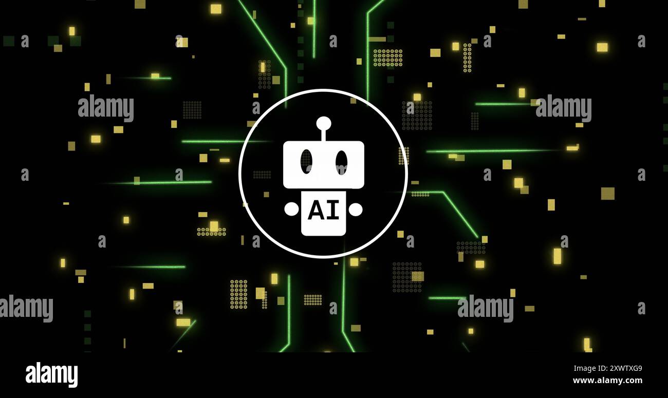 Image of ai data processing over chat bot and computer circuit board Stock Photo - Alamy