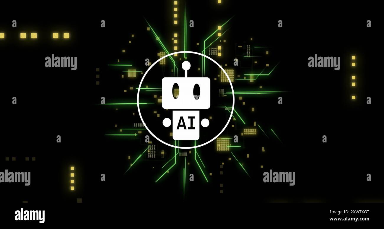 Image of ai data processing over chat bot and computer circuit board Stock Photo - Alamy