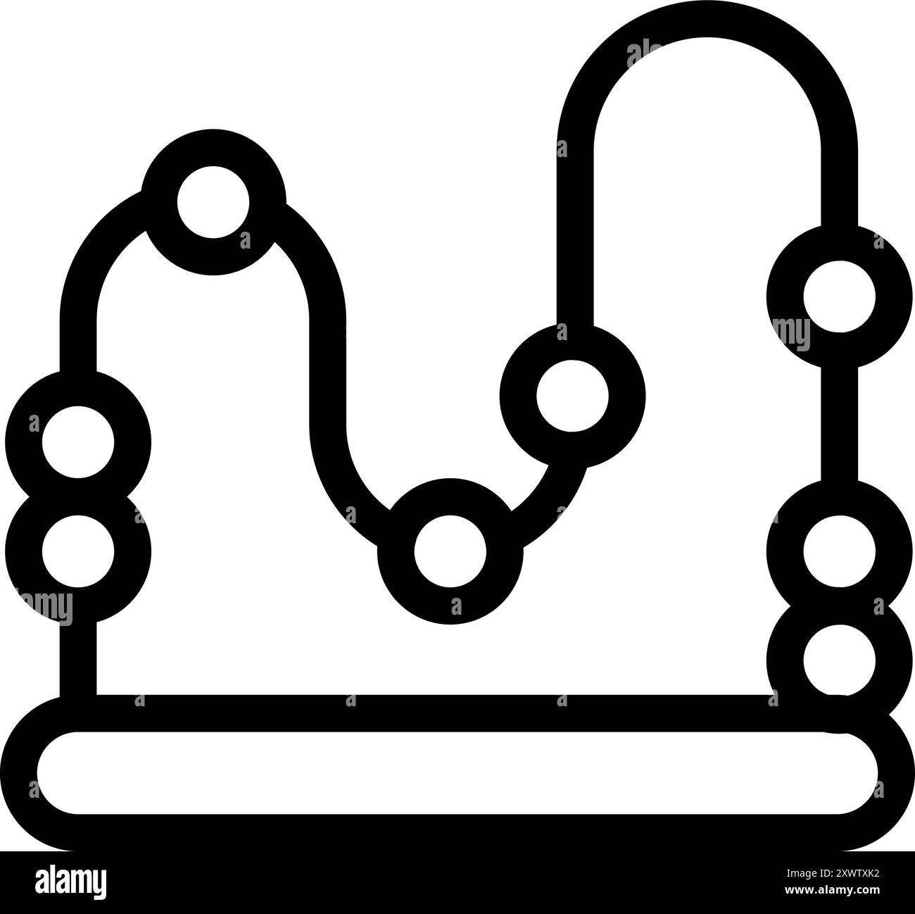 Simple black and white line art depicting a roller coaster toy with ...