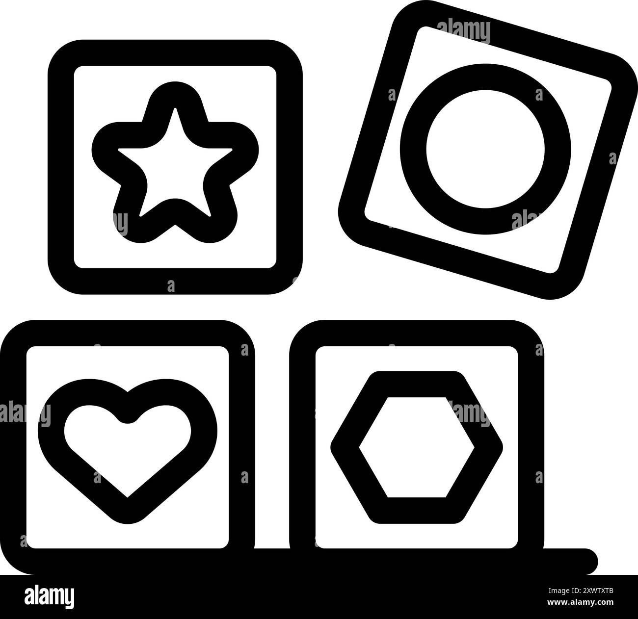 Child playing with building blocks featuring shapes like stars, hearts ...