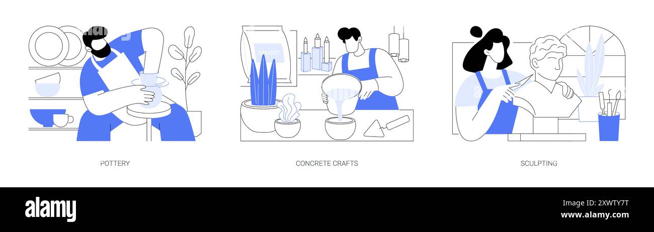 Making crafts isolated cartoon vector illustrations se Stock Vector ...