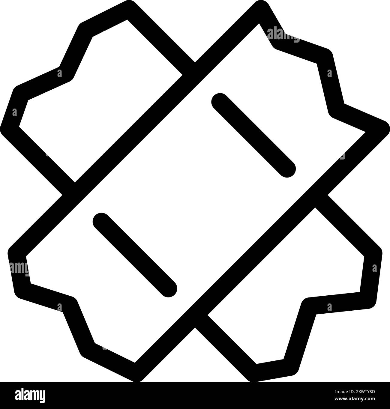 Line drawing of two cardboard pieces crossing, evoking recycling and ...