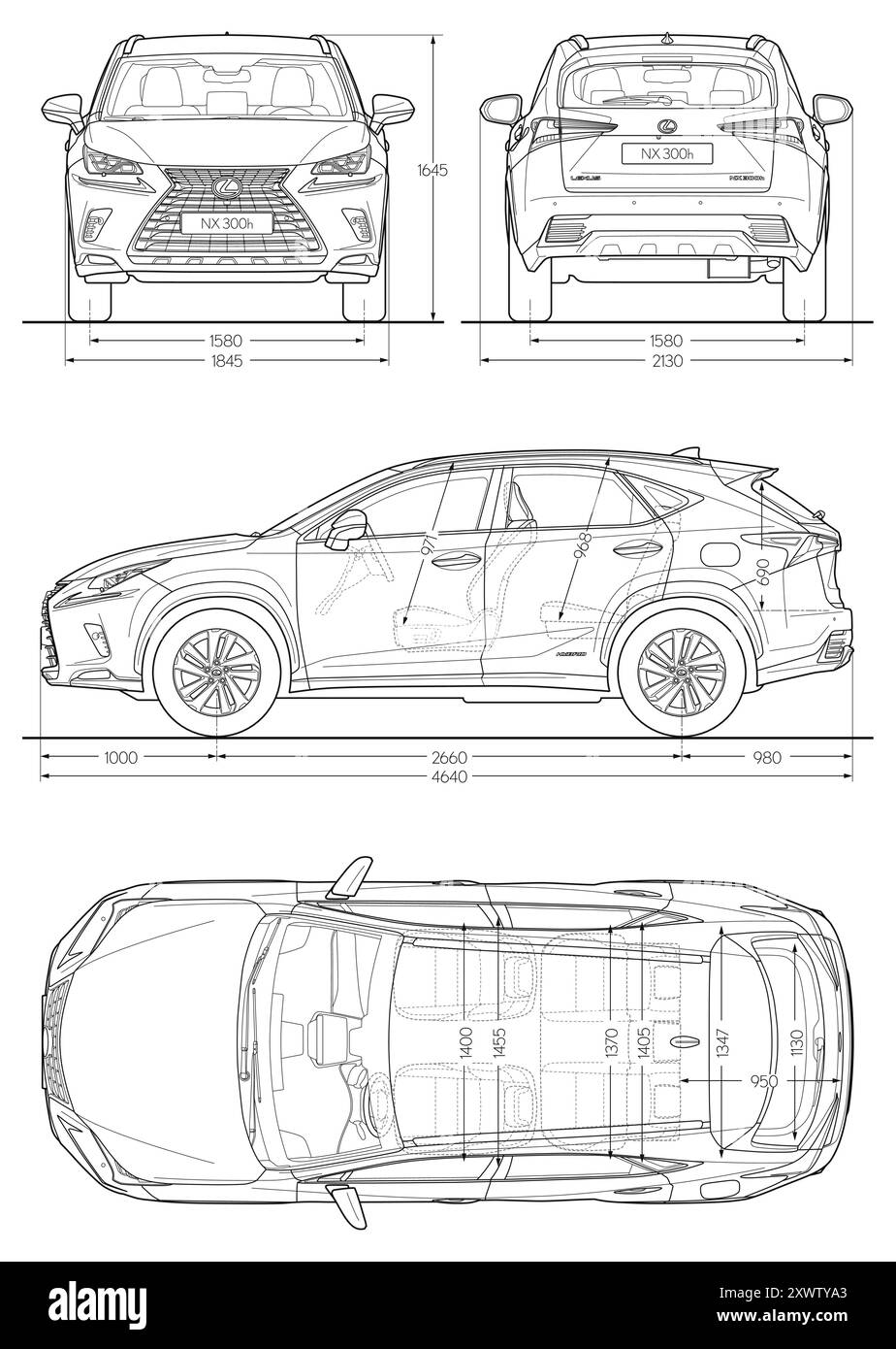 Lexus NX 2020 Car Blueprint Stock Vector Image & Art - Alamy