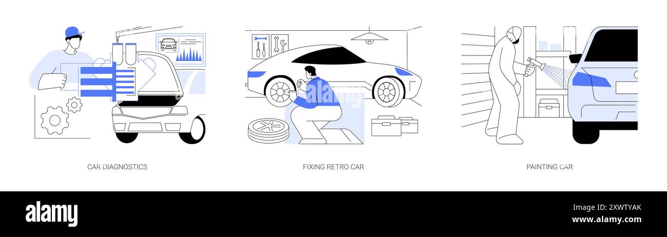 Car fixing isolated cartoon vector illustrations se Stock Vector Image ...