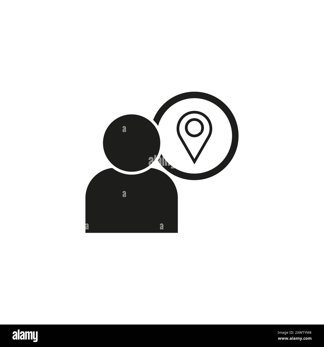 Person location icon. GPS map vector. Black silhouette. Navigation ...