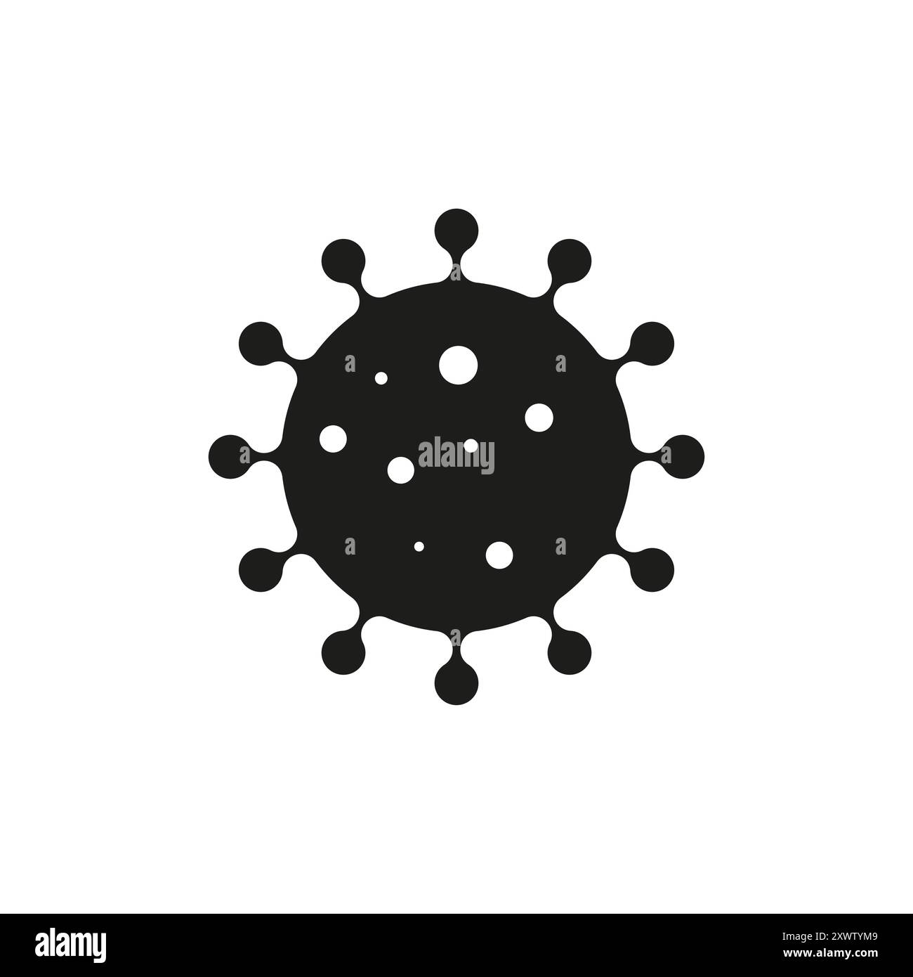 Virus icon. Black and white vector illustration. Microbial infection ...