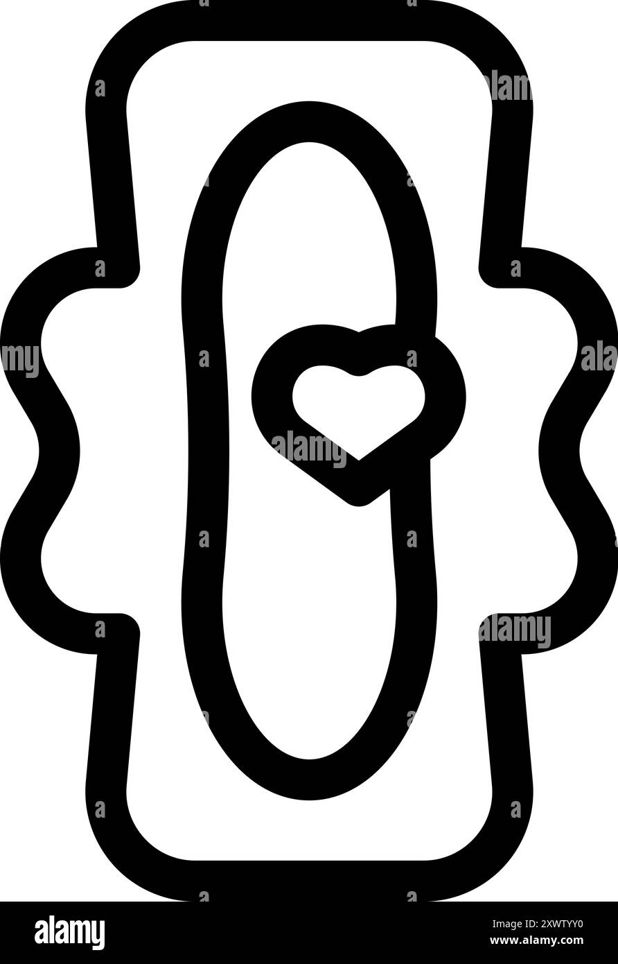 Line art icon style graphic design representing a sanitary pad with a ...
