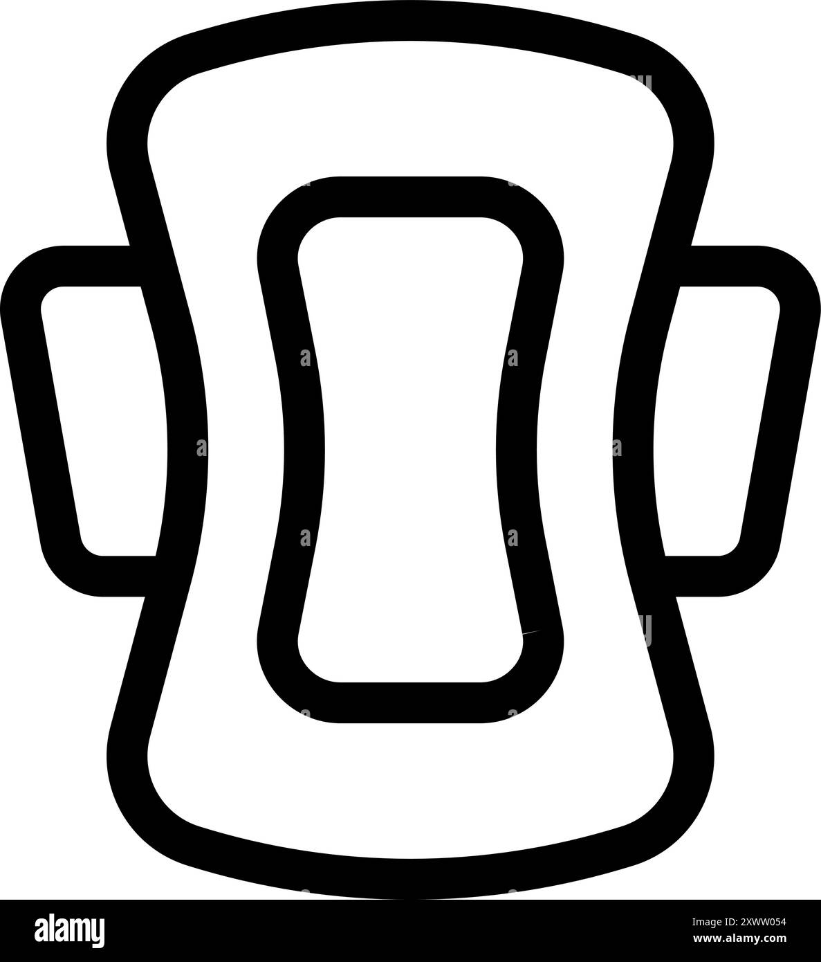 Simple black outline representing a sanitary pad, essential for women's ...