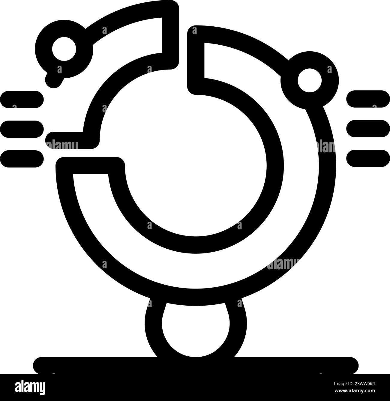 Line art icon of a perpetual motion machine generating energy with ...