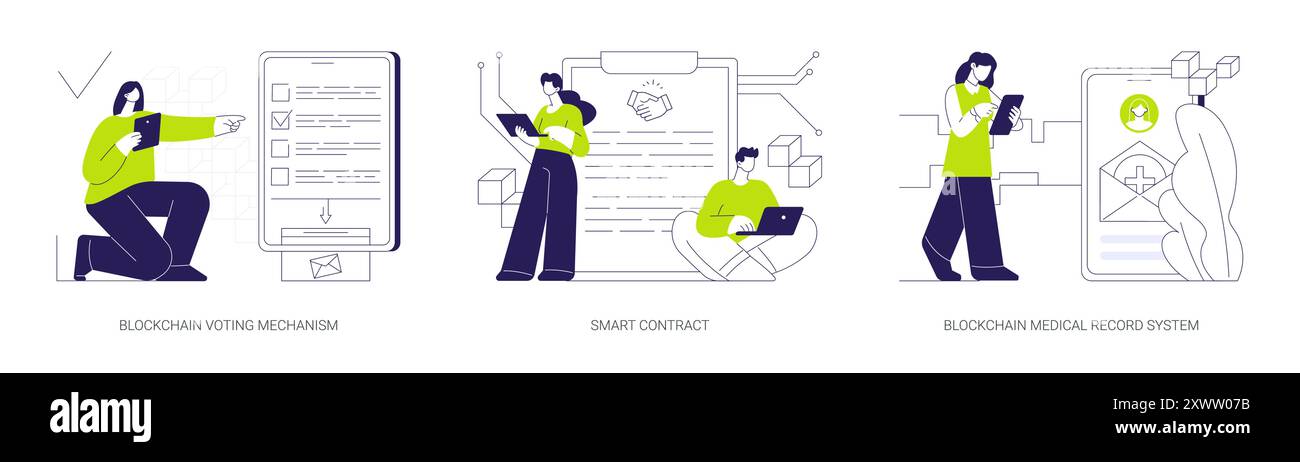 Blockchain technology applications abstract concept vector ...