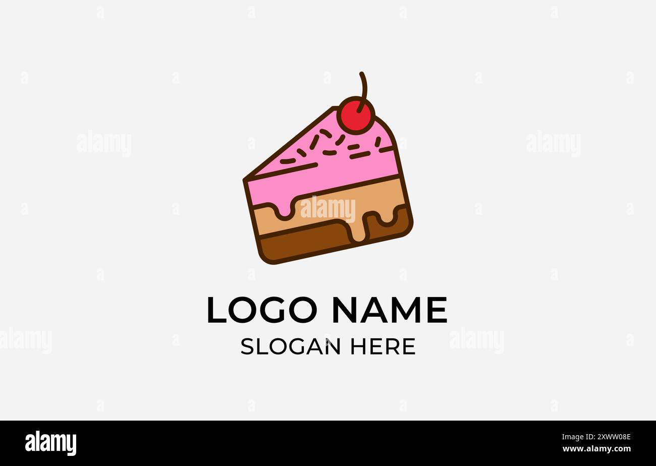 Logo Slice of cake, Cute design, tiramisu, bakery cake. Editable file ...