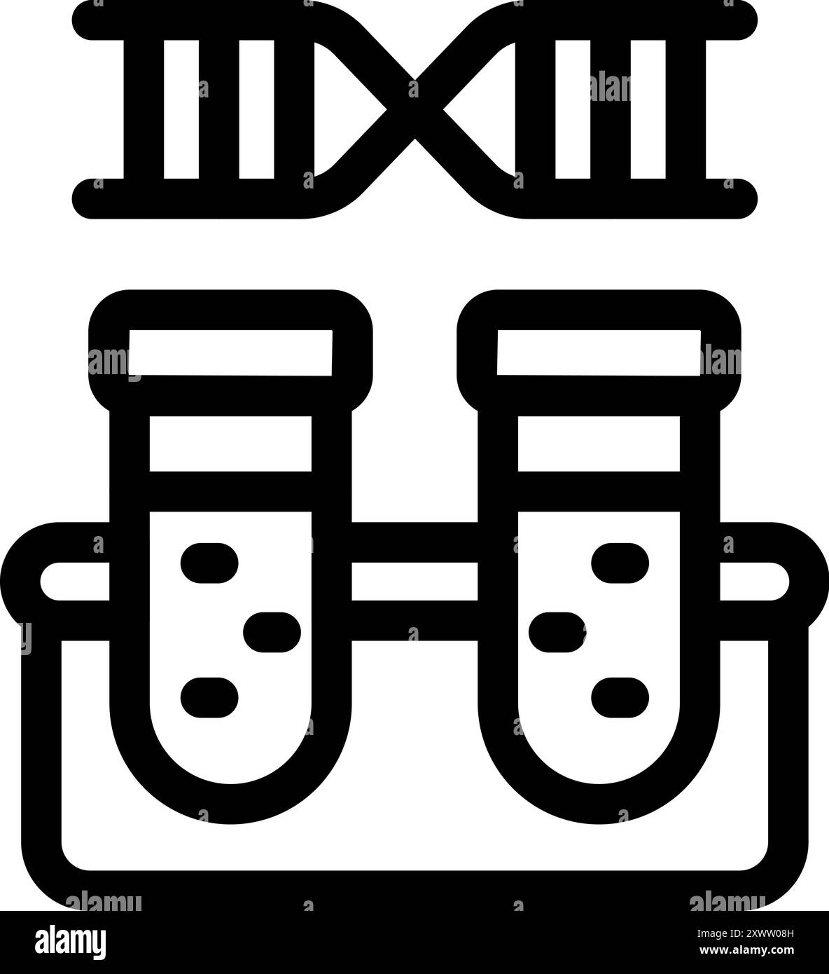 Simple icon depicting dna structure and test tubes, representing ...