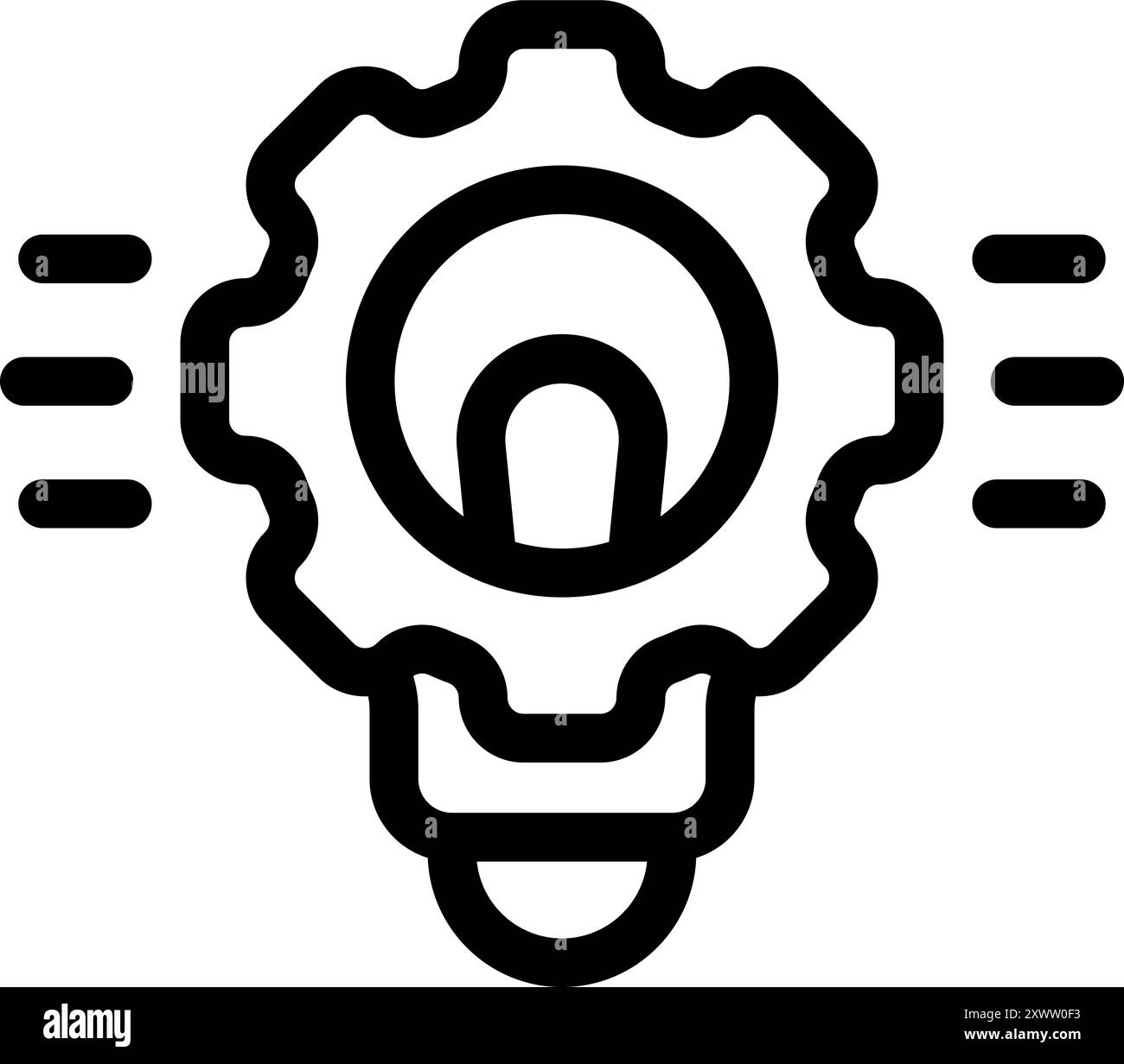 Simple icon of a lightbulb containing a gear mechanism, representing ...
