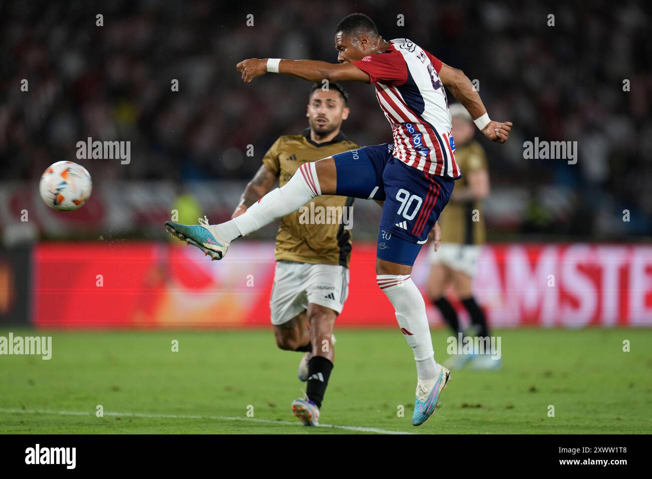 Yairo Moreno of Colombia's Junior shoots during a Copa Libertadores ...