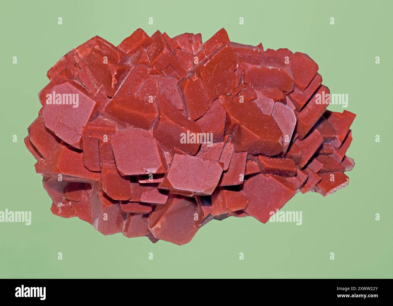 Calcite. Well developed rhombohedral crystals of calcite tainted orange ...