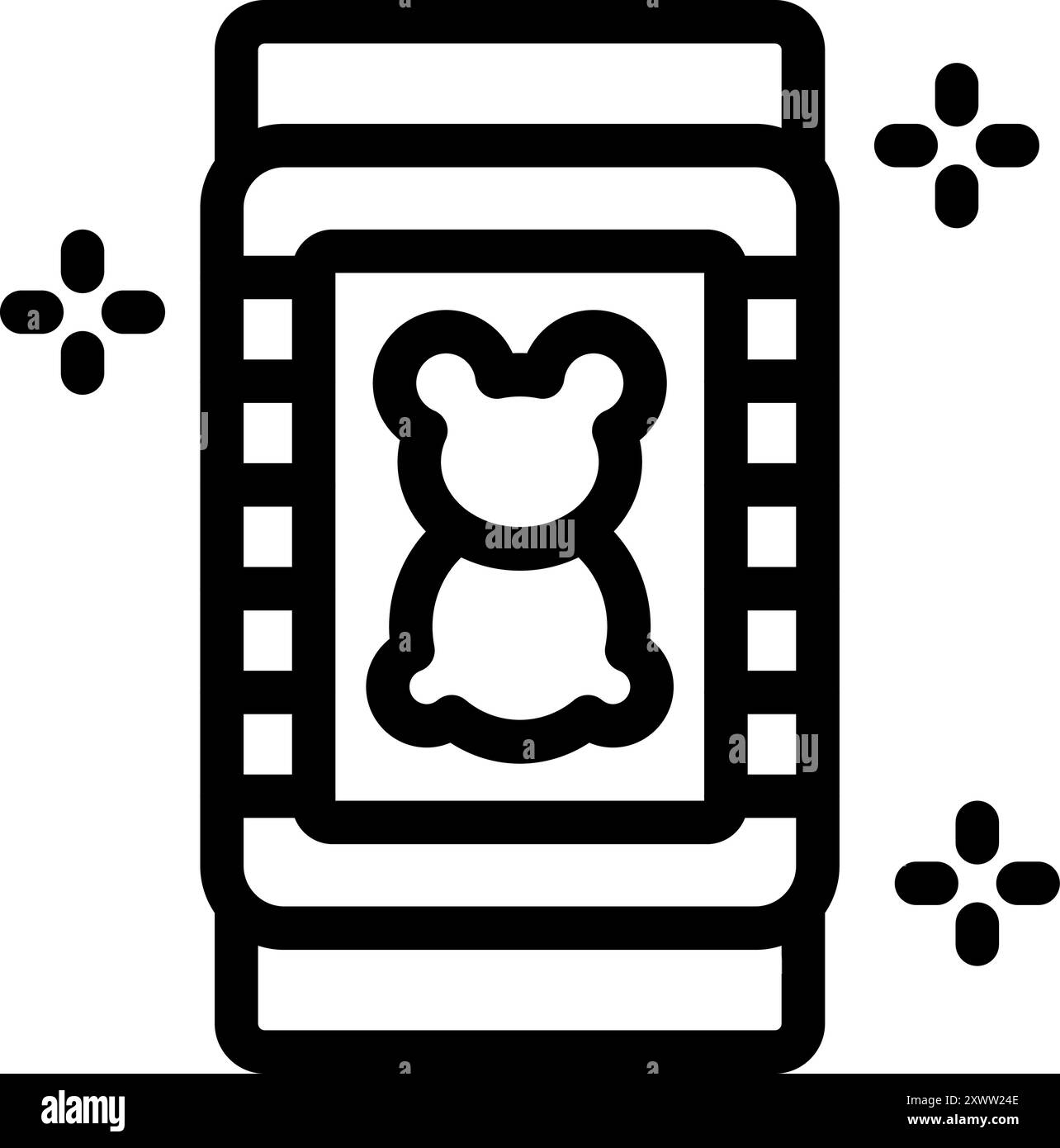 Simple vector of gummy bears candy packaging with sparkling stars ...