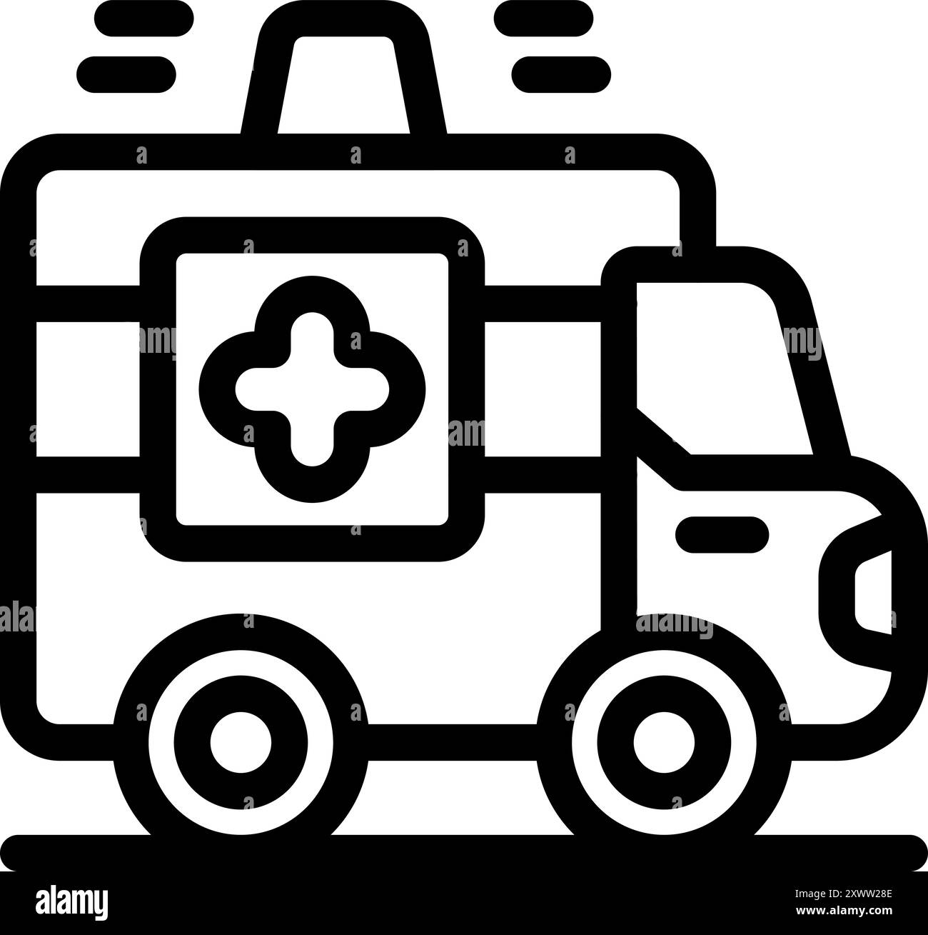 Ambulance car rushing to hospital with flashing sirens for emergency ...