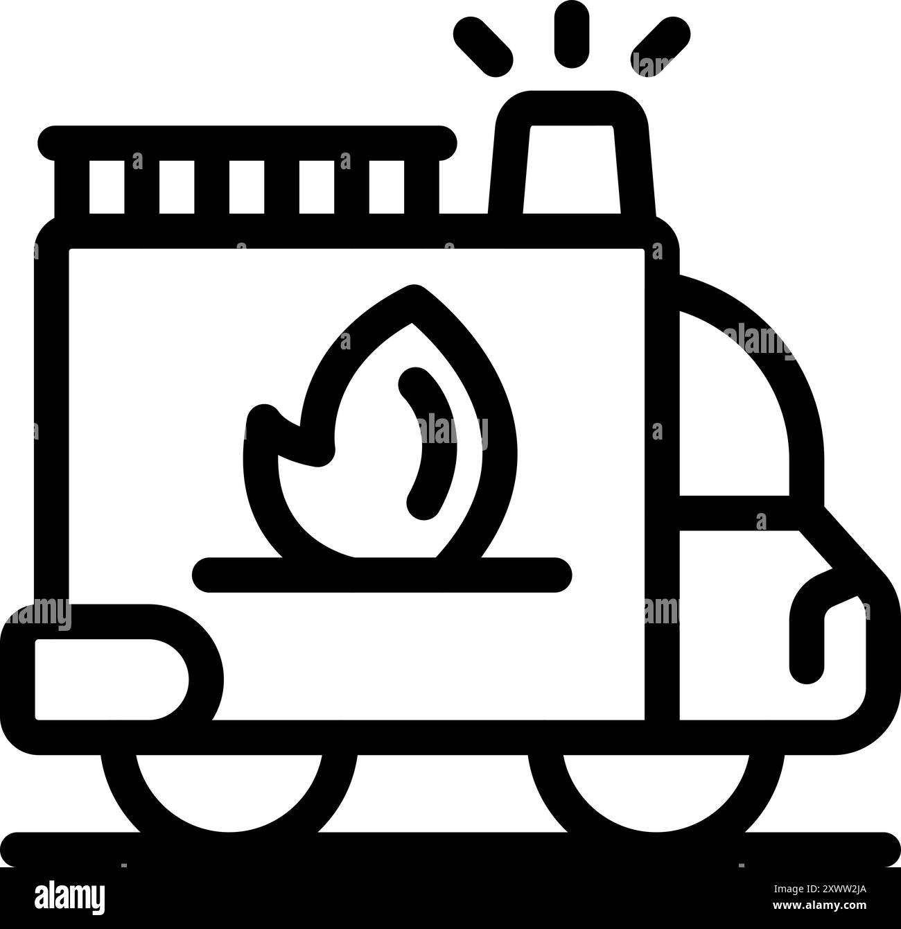 Simple line art icon of a fire truck rushing to an emergency ...