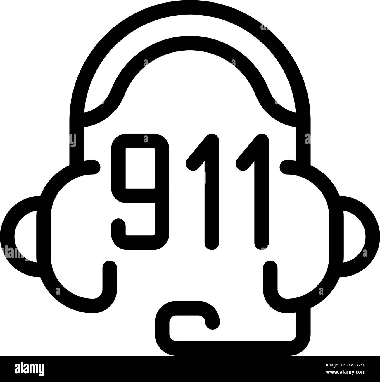 Emergency call center operator symbol showing a headset with the number ...