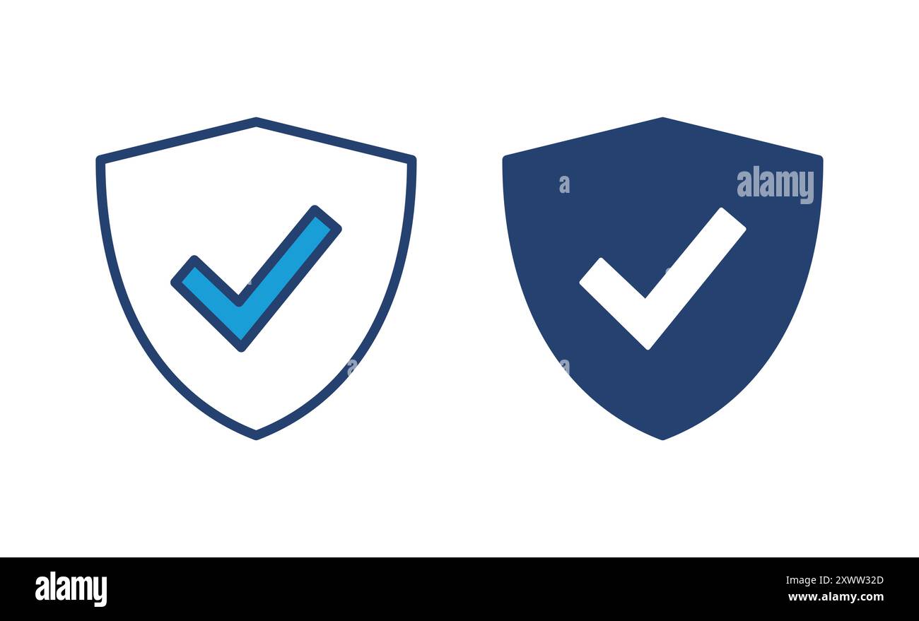 Shield check mark icon vector. Protection approve sign. Safe icon ...