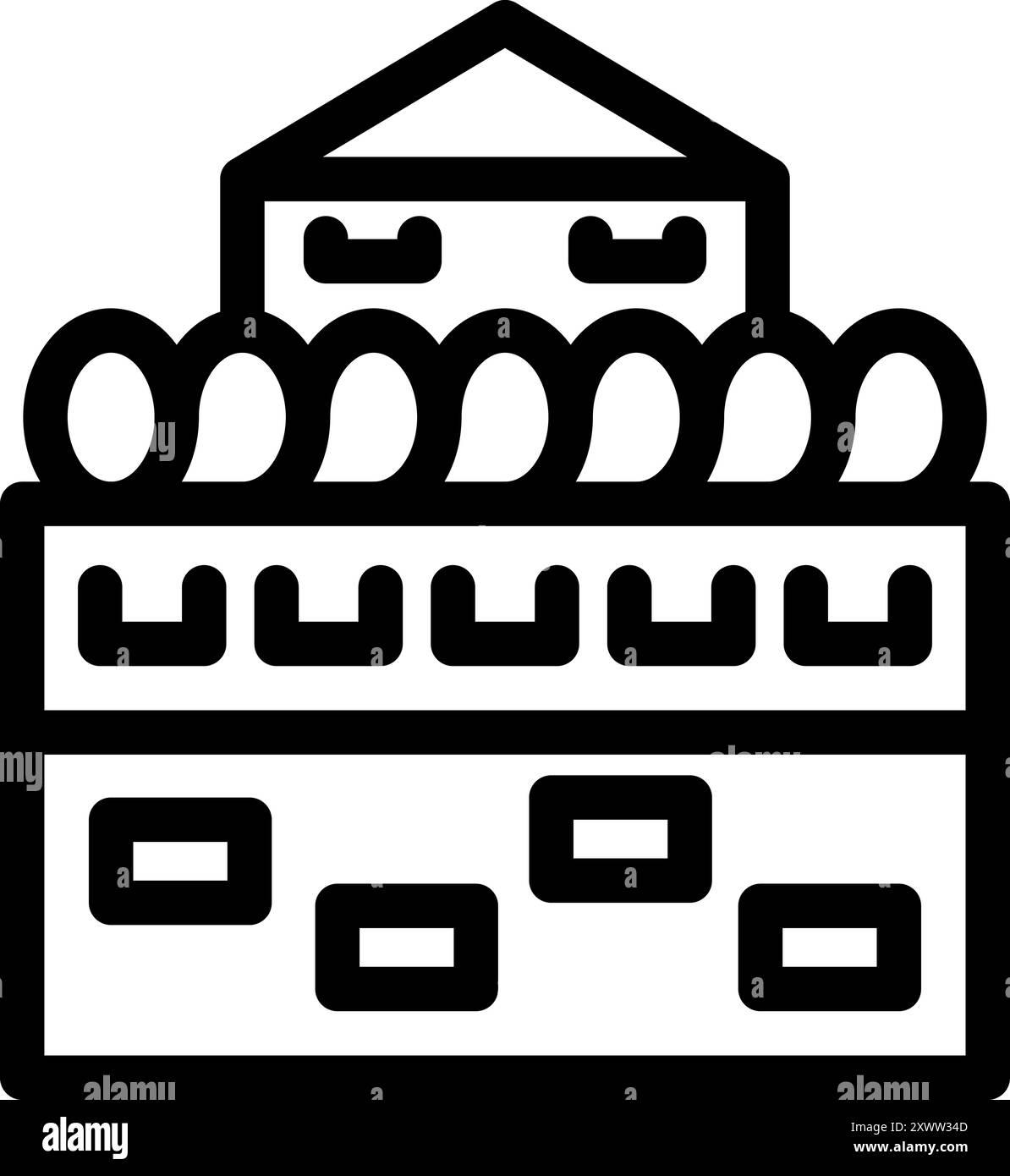 Simple black and white icon of a house behind a wall, perfect for ...