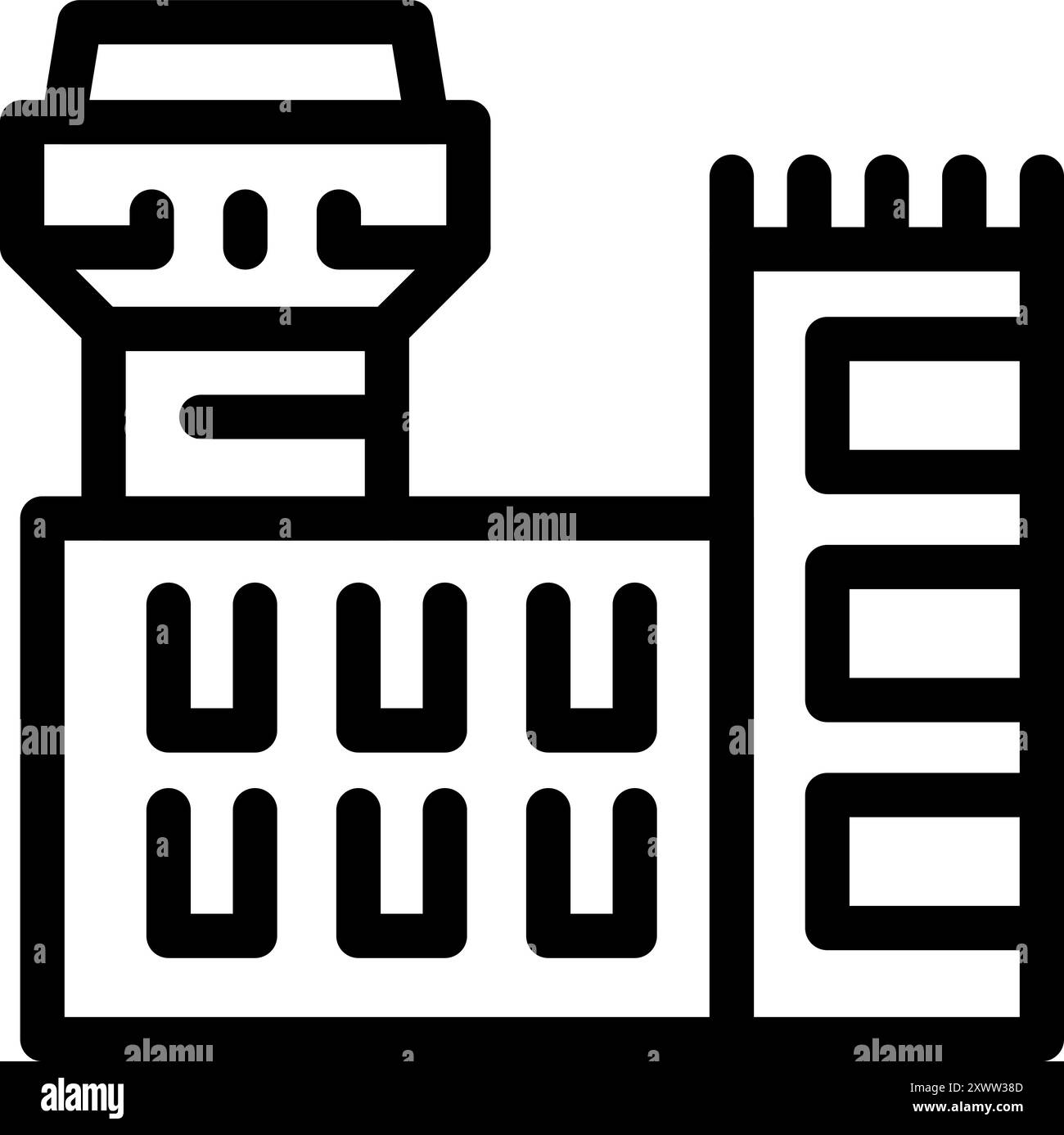 Simple icon representing an airport control tower, essential for ...