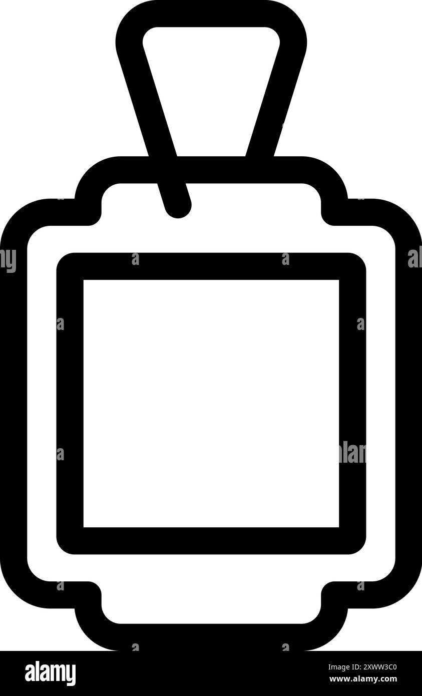 Simple black and white vector illustration of a square badge with a ...