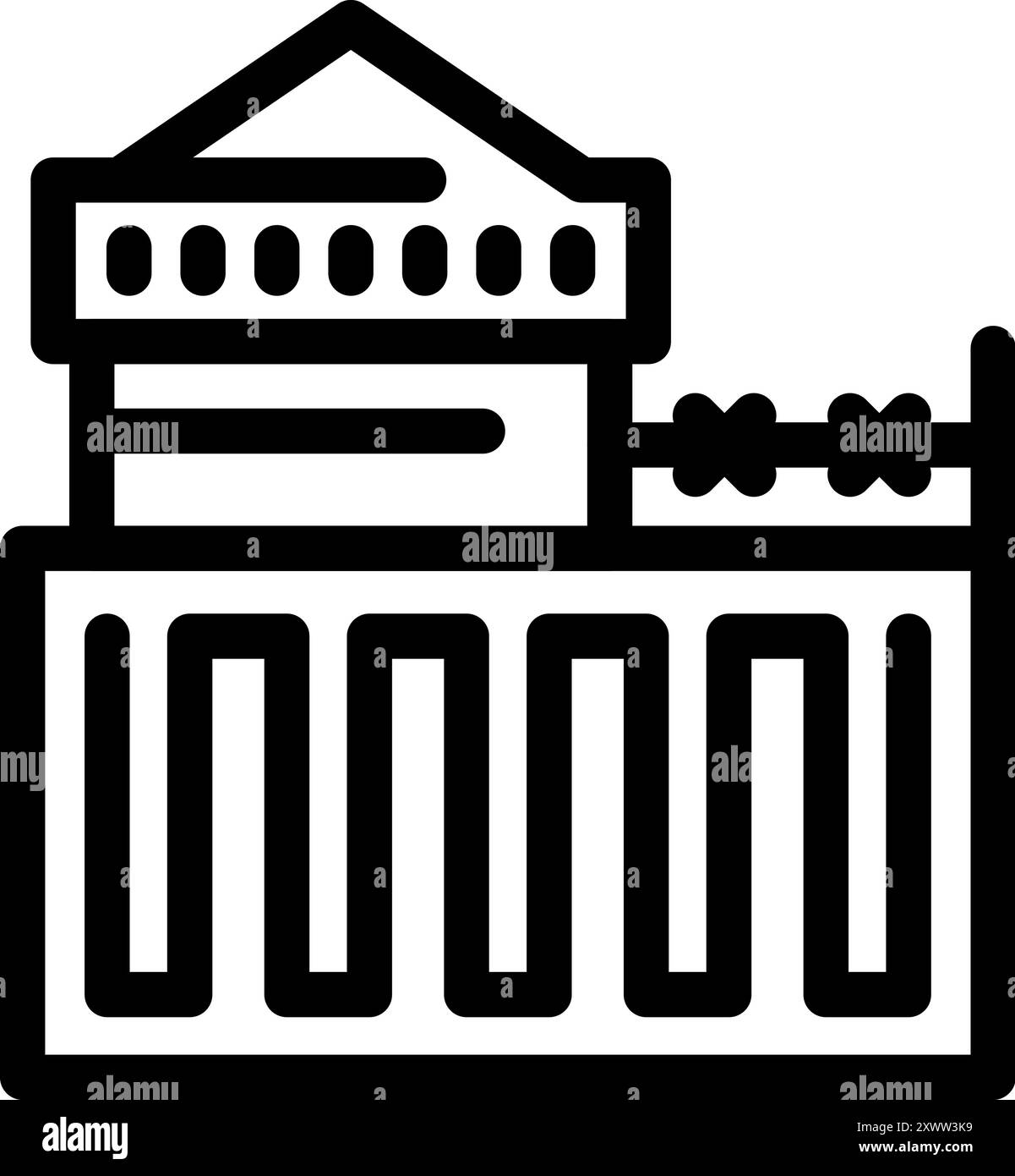 Simple icon of an electrical substation building supplying electricity ...