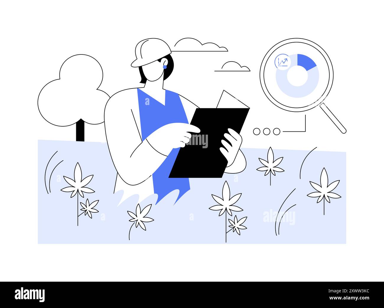 Examining cannabis plant isolated cartoon vector illustrations Stock ...