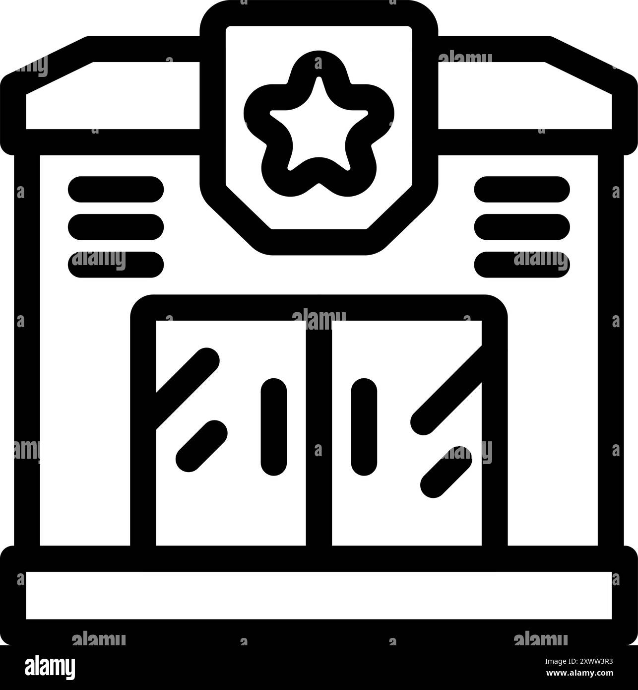 Simple illustration of a police station building with a star sign ...
