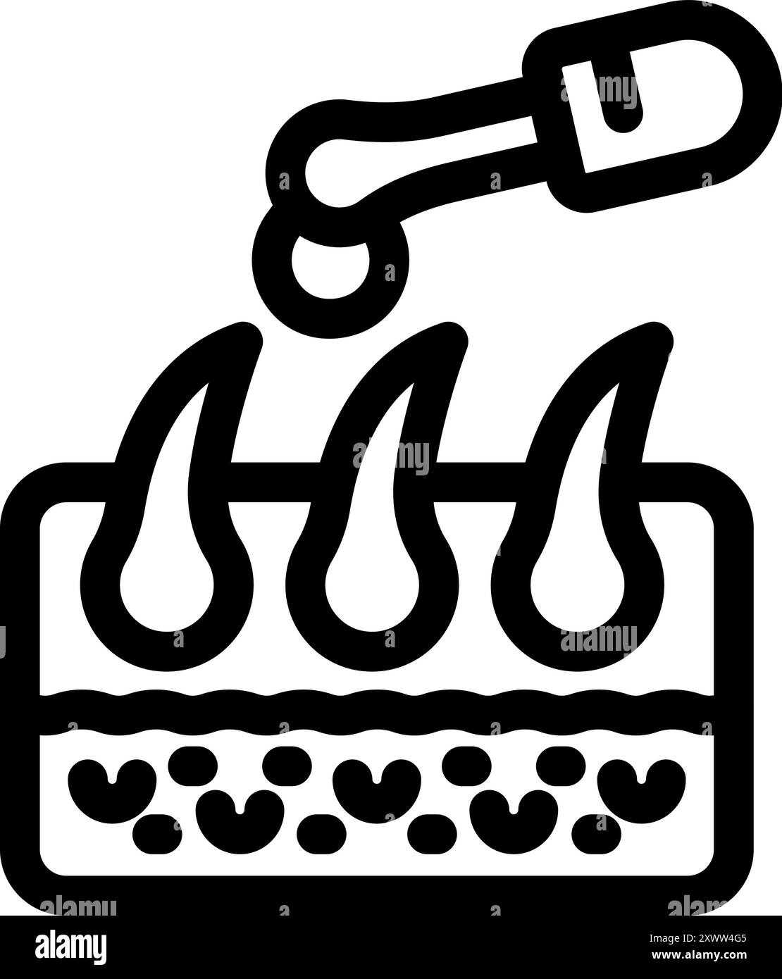 Simple icon representing a pipette applying serum on skin for hair ...