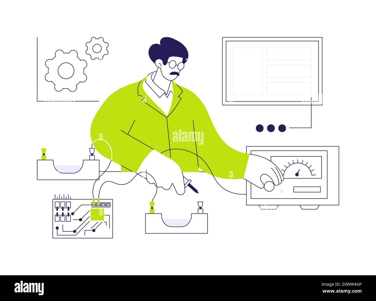 Conduct physics experiment abstract concept vector illustration Stock ...