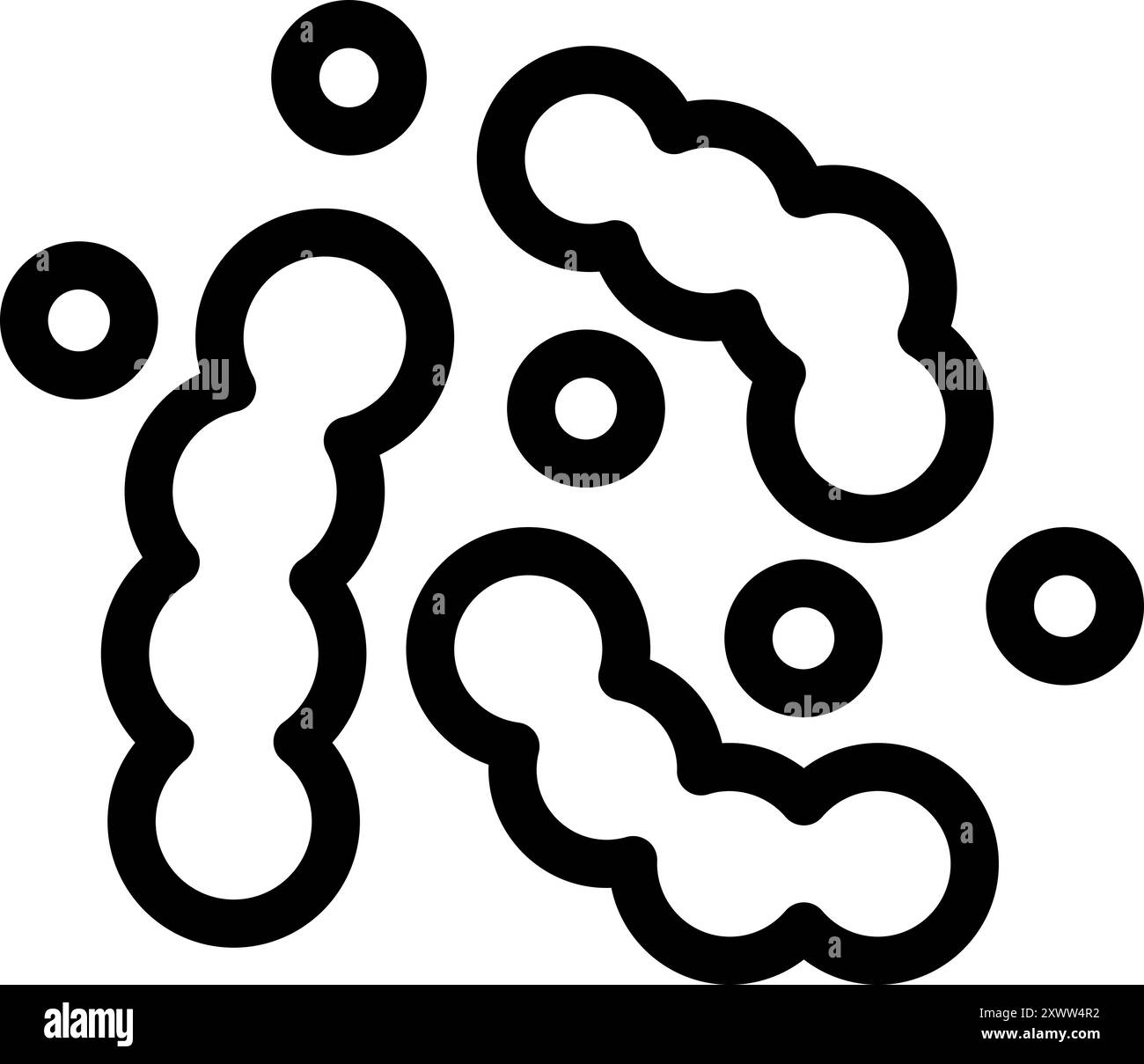 Black and white icon of streptococcus pneumoniae bacteria floating in ...