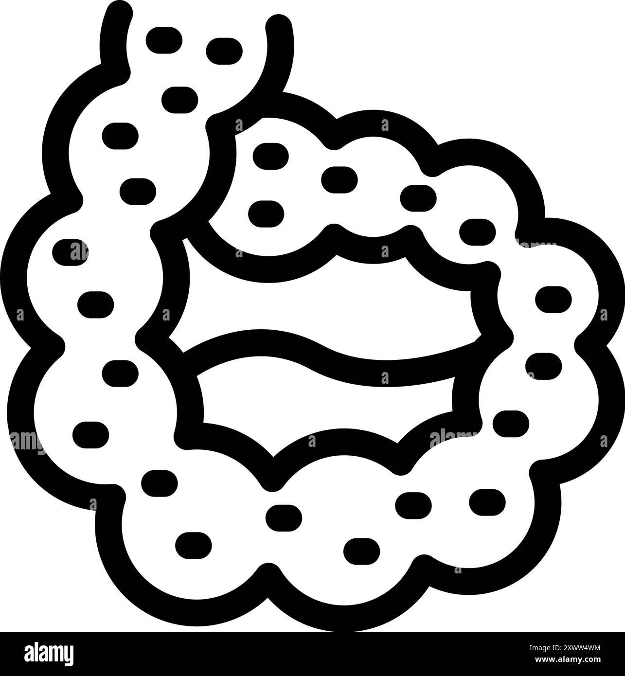 Simple line drawing icon of a human small intestine, the organ ...