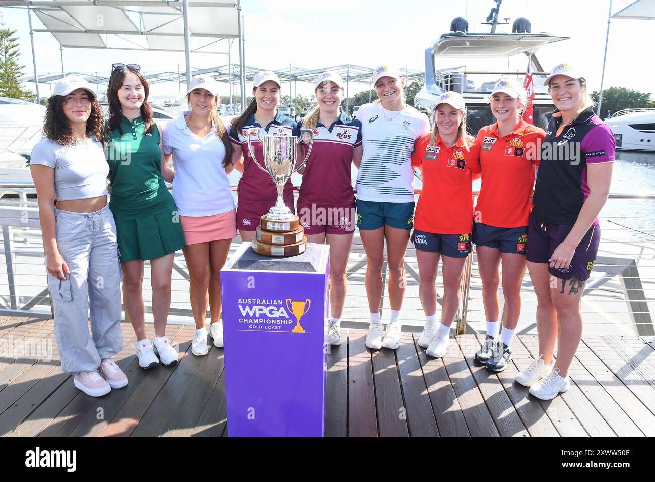 Golfers Karis Davidson (second left) and Sarah Hammett (third left ...