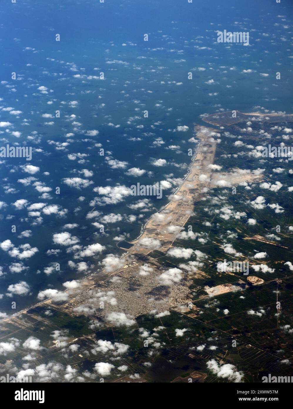 Aerial view of the Mediterranean coastline to the east of Alexandria ...
