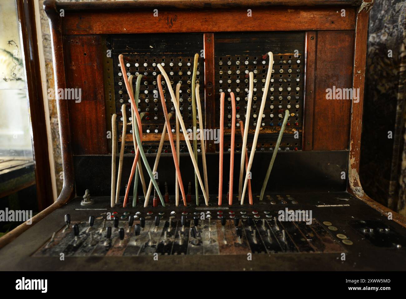 An old switchboard displayed at the Oriente Atiram Hotel on La Rambla ...