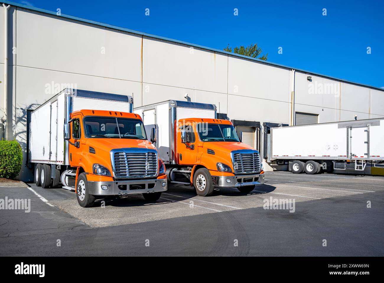 Middle duty Industrial standard white day cab rigs semi trucks with box ...