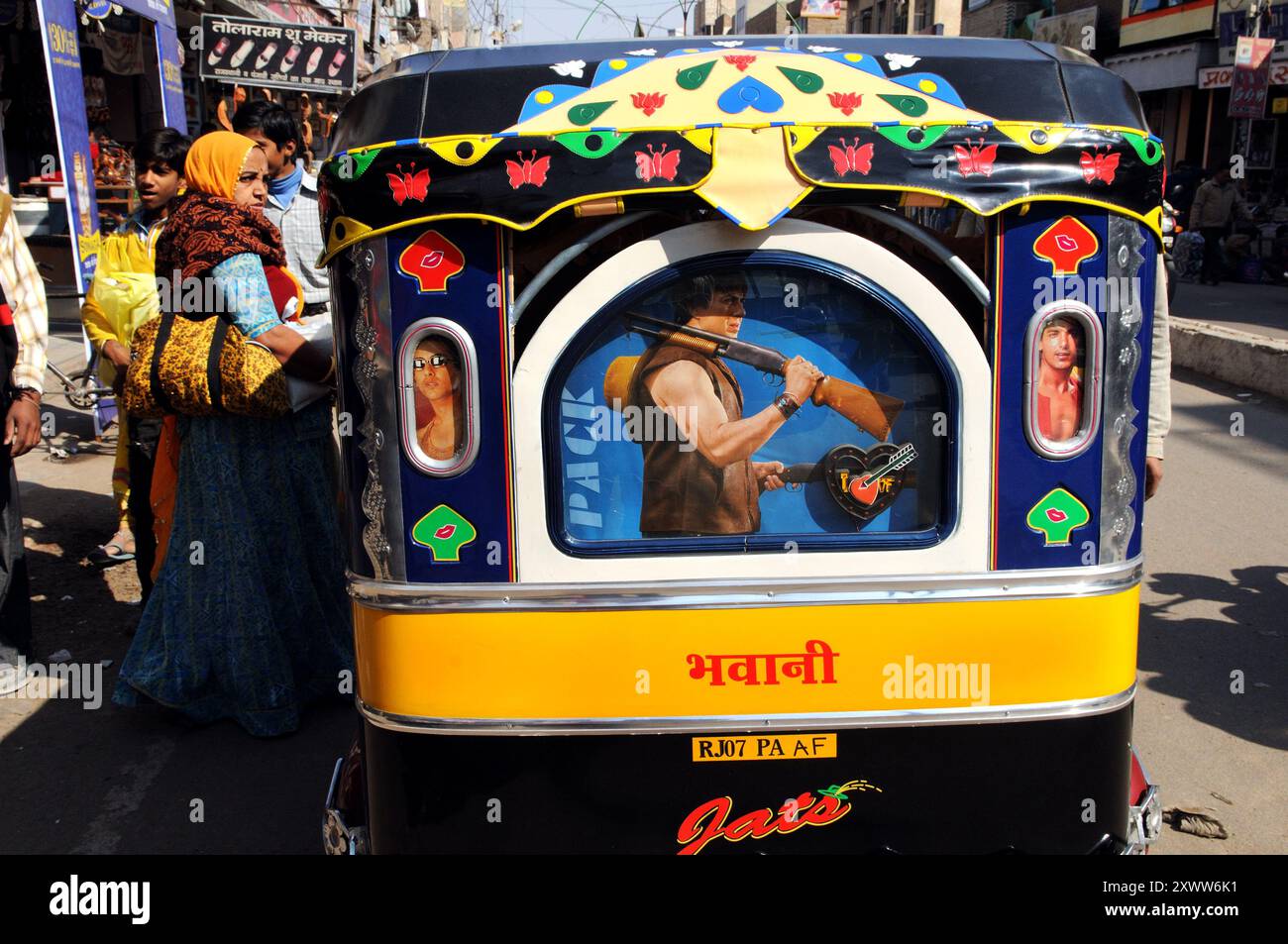 Colorful auto rickshaw in the streets of Bikaner, Rajasthan, India ...