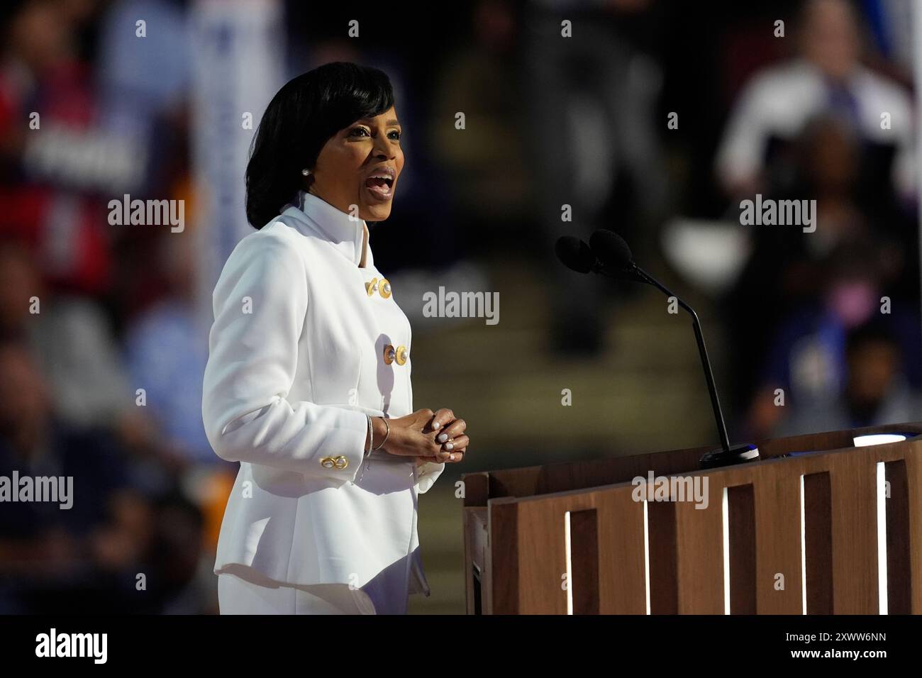 Angela Alsobrooks, Democratic nominee for a U.S. Senate seat in Maryland, speaks during the ...